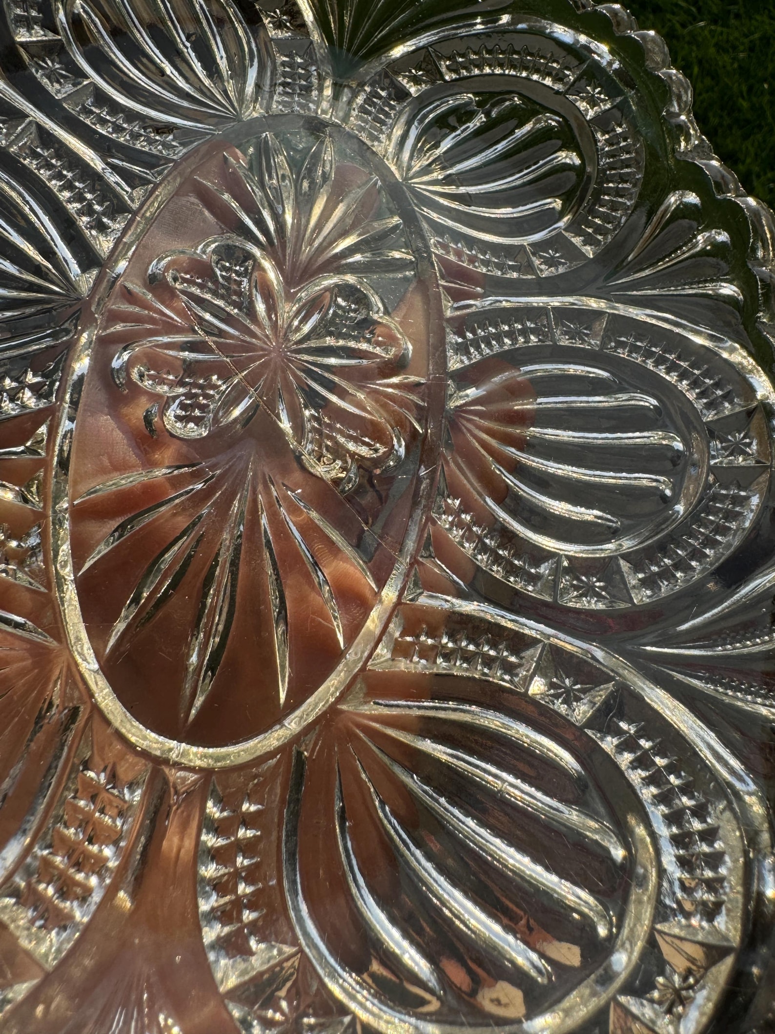 Antique Candy Dish EAPG Bryce Higbee Admiral Bowl Platter Pressed Glass ...