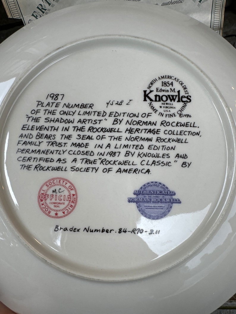 Norman Rockwell Limited Edition Collectible Plate the Shadow Artist ...