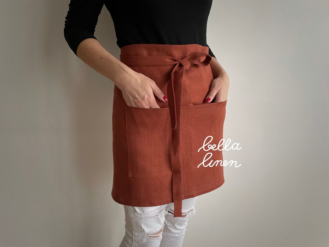 Terracotta Linen Apron Apron for Cooking Linen Half Apron - Etsy