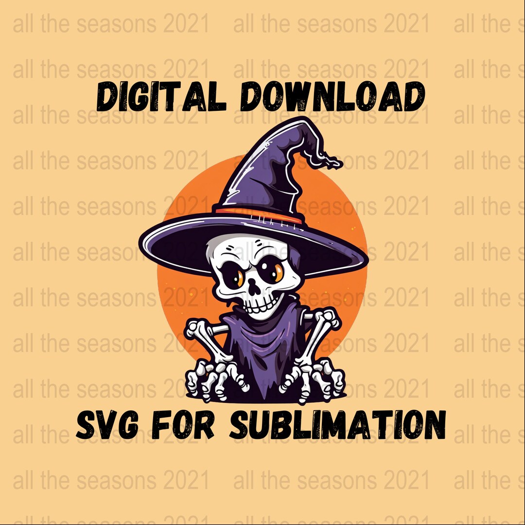 Creepy Halloween Skeleton Witch SVG Digital Download for - Etsy