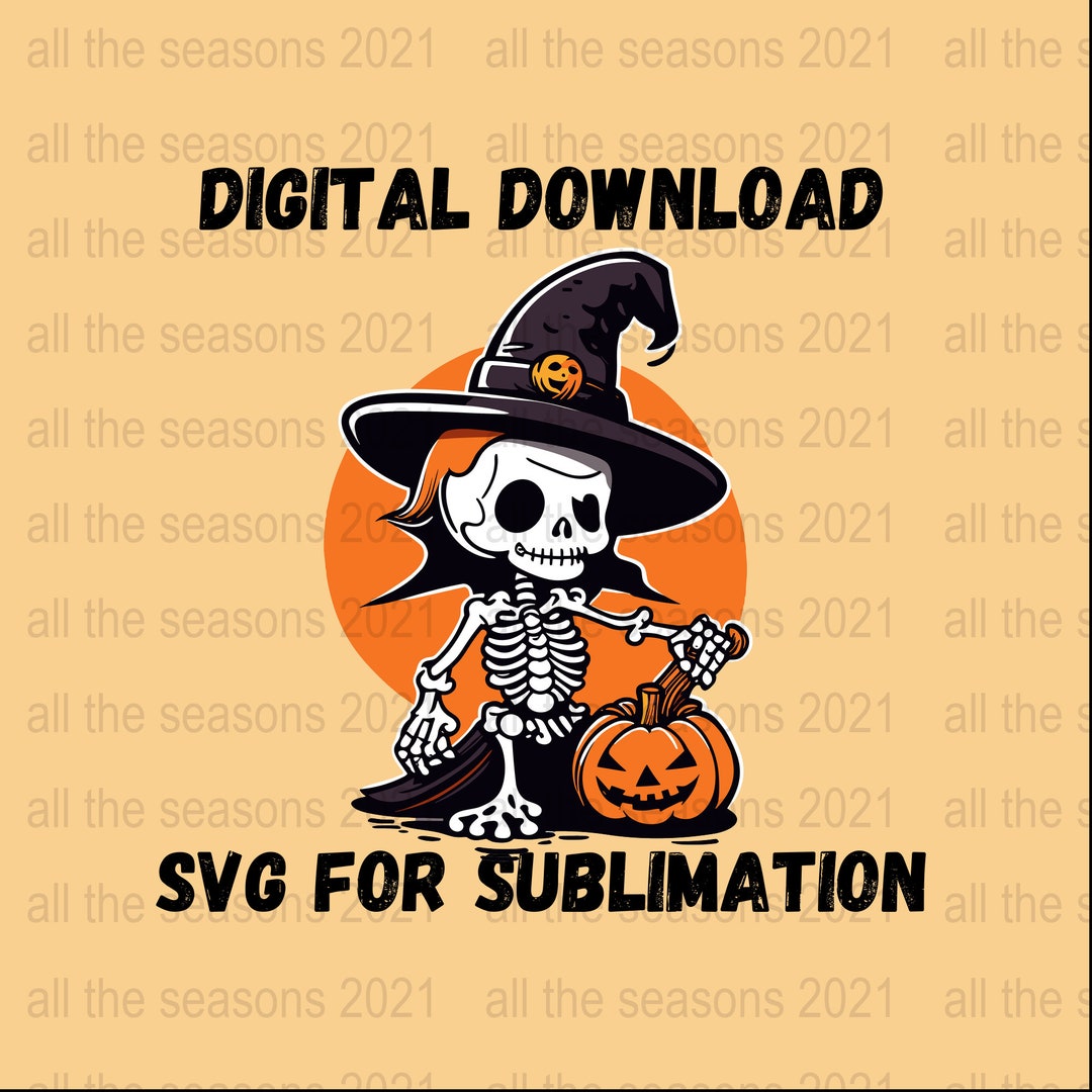 Haunting Halloween Skeleton Witch Graphic SVG Perfect for - Etsy