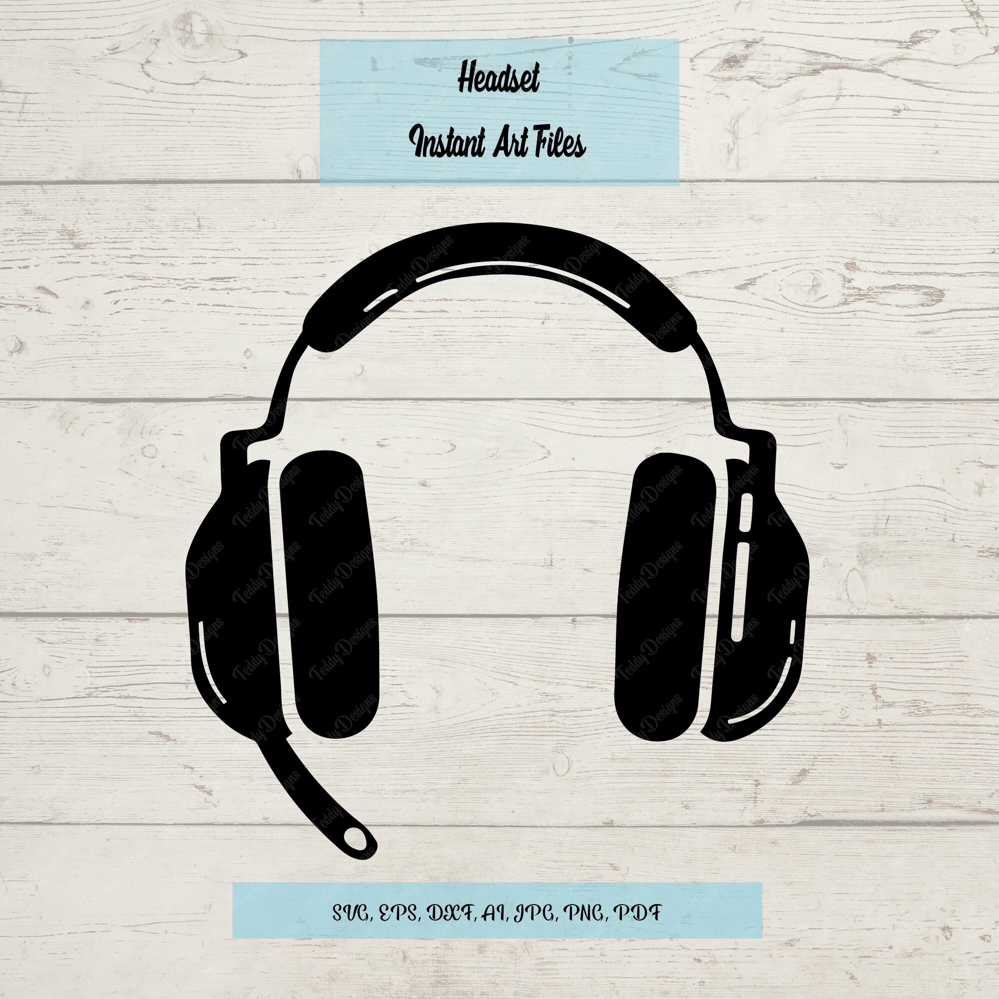 Video Game Headset SVG Vector Cut File, PNG Transparent Background Clip ...