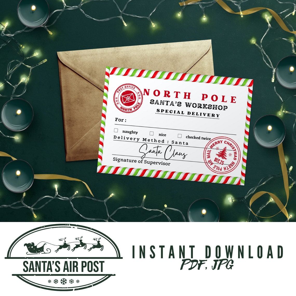 Editable North Pole Santa Gift Tags Labels for Christmas Personalize ...