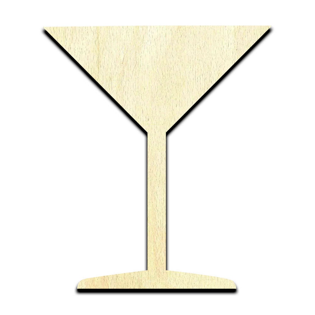 Martini Cocktail Glass Laser Cut Out Unfinished Wood Shape Craft Supply ...