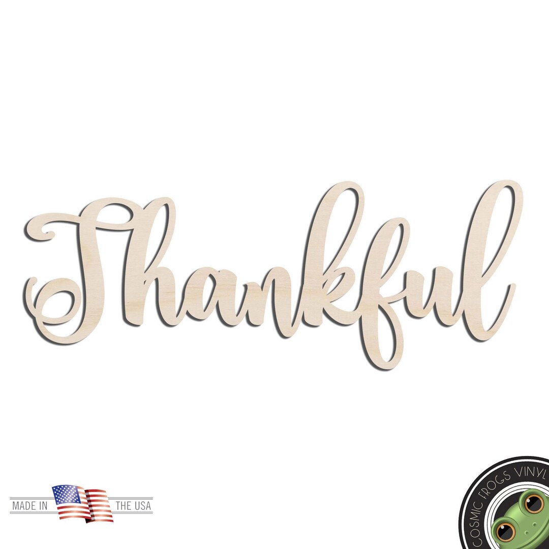 Thankful Word Text Laser Cut Out Unfinished Wood Shape Craft Supply - Etsy