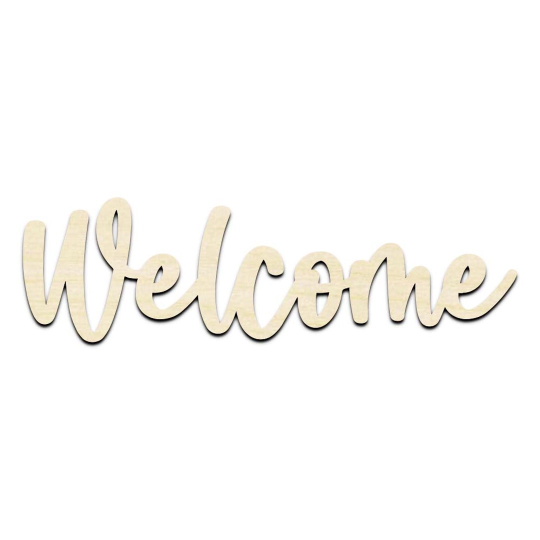 Welcome Text Word Laser Cut Out Unfinished Wood Shape Craft Supply - Etsy