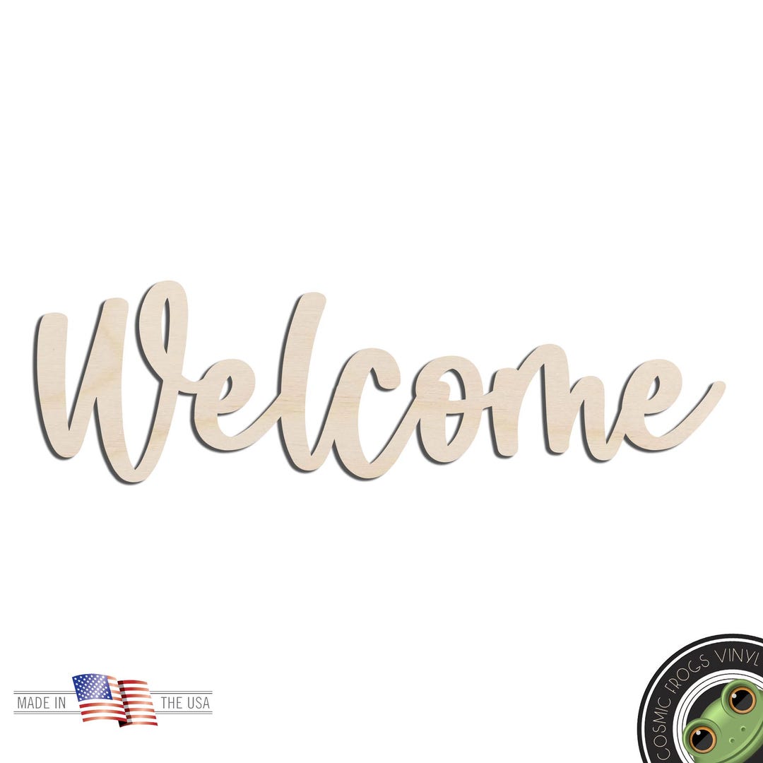 Welcome Text Word Laser Cut Out Unfinished Wood Shape Craft Supply - Etsy