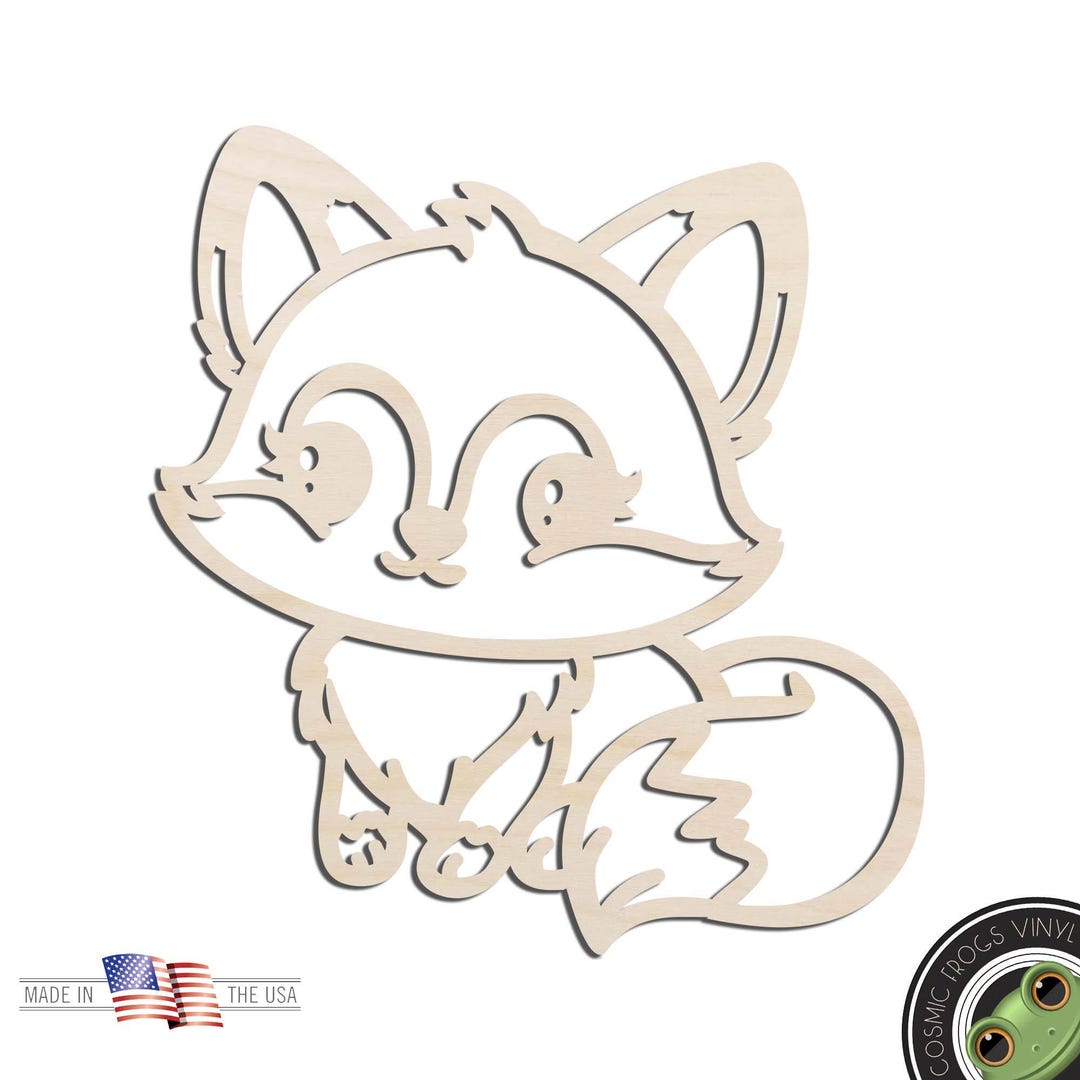 Fox Outline Laser Cut Out Unfinished Wood Shape Craft Supply Kids Room ...