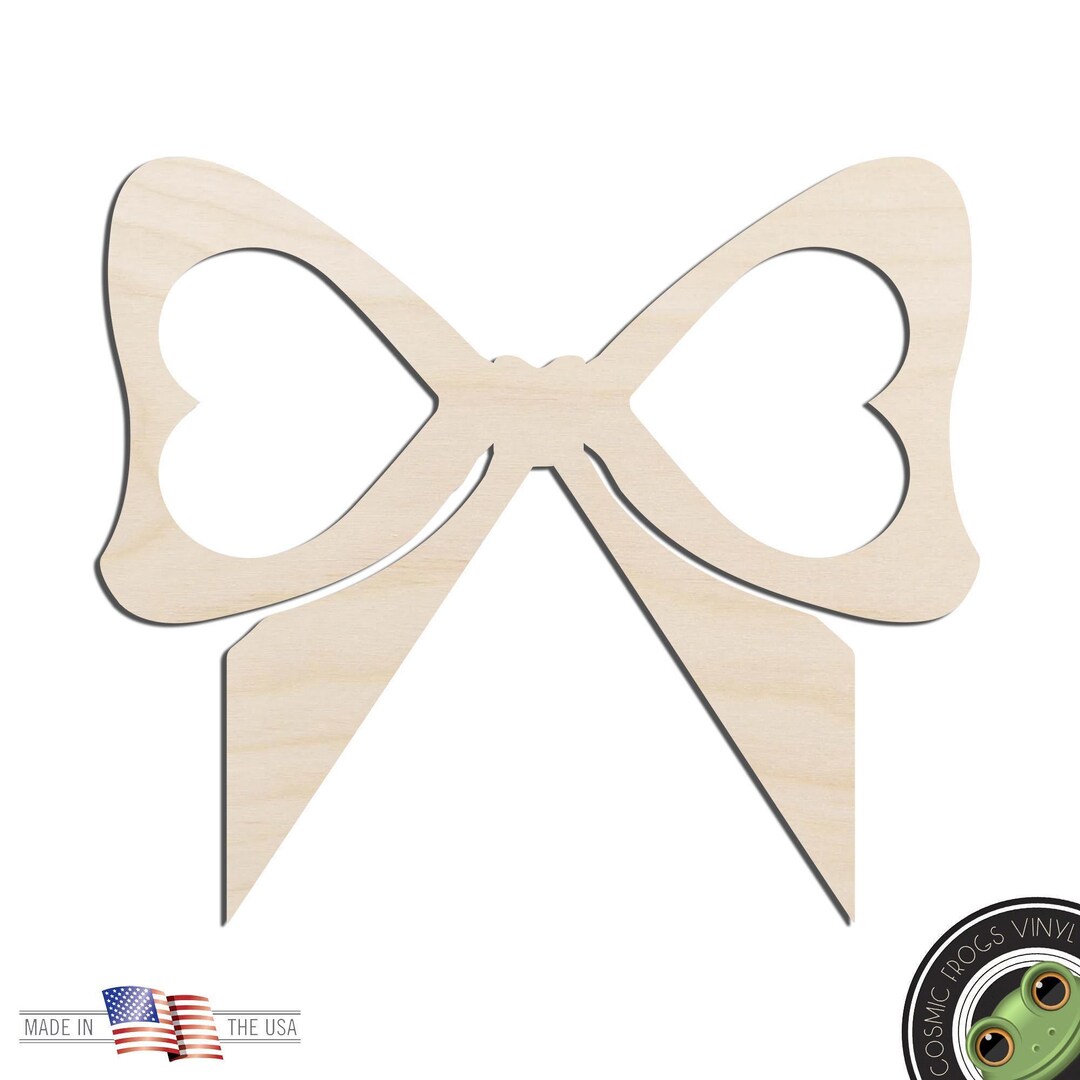 Ribbon Bow With Hearts #1 Laser Cut Out Unfinished Wood Shape Craft ...