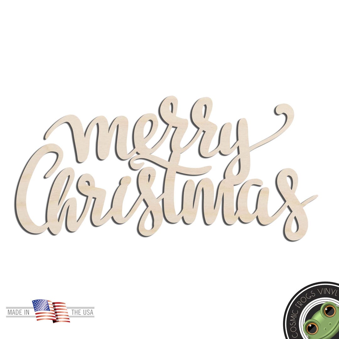 Merry Christmas Word Text Laser Cut Out Unfinished Wood Shape Craft ...