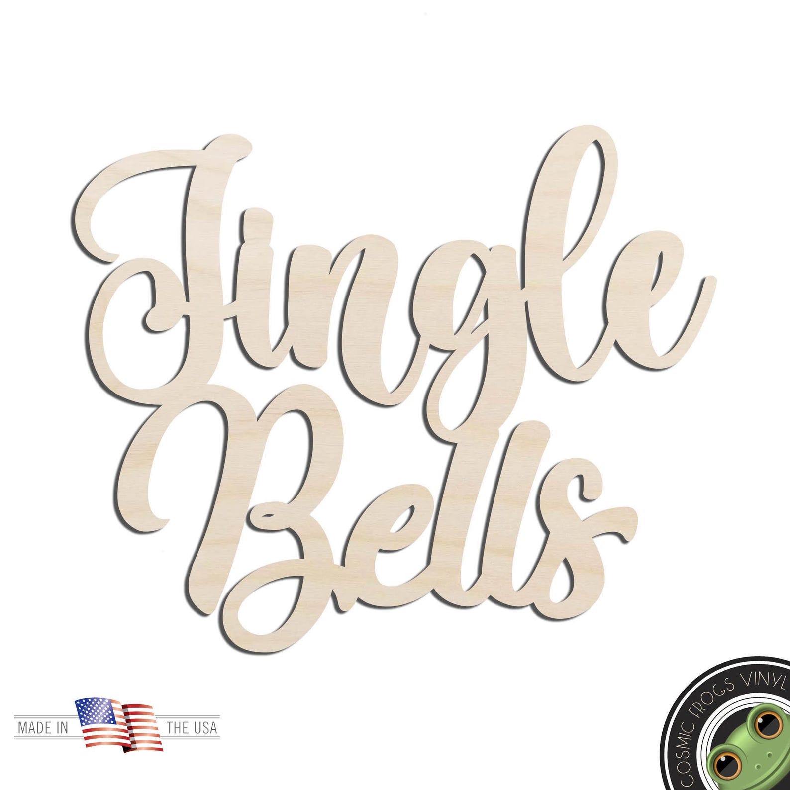 Jingle Bells Text Words Laser Cut Out Unfinished Wood Shape Craft ...