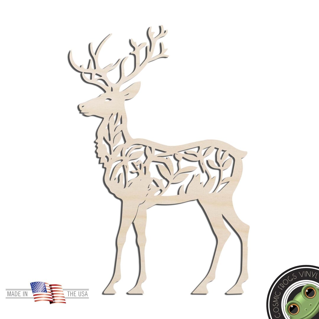 Floral Deer Buck Laser Cut Out Unfinished Wood Shape Craft Supply - Etsy