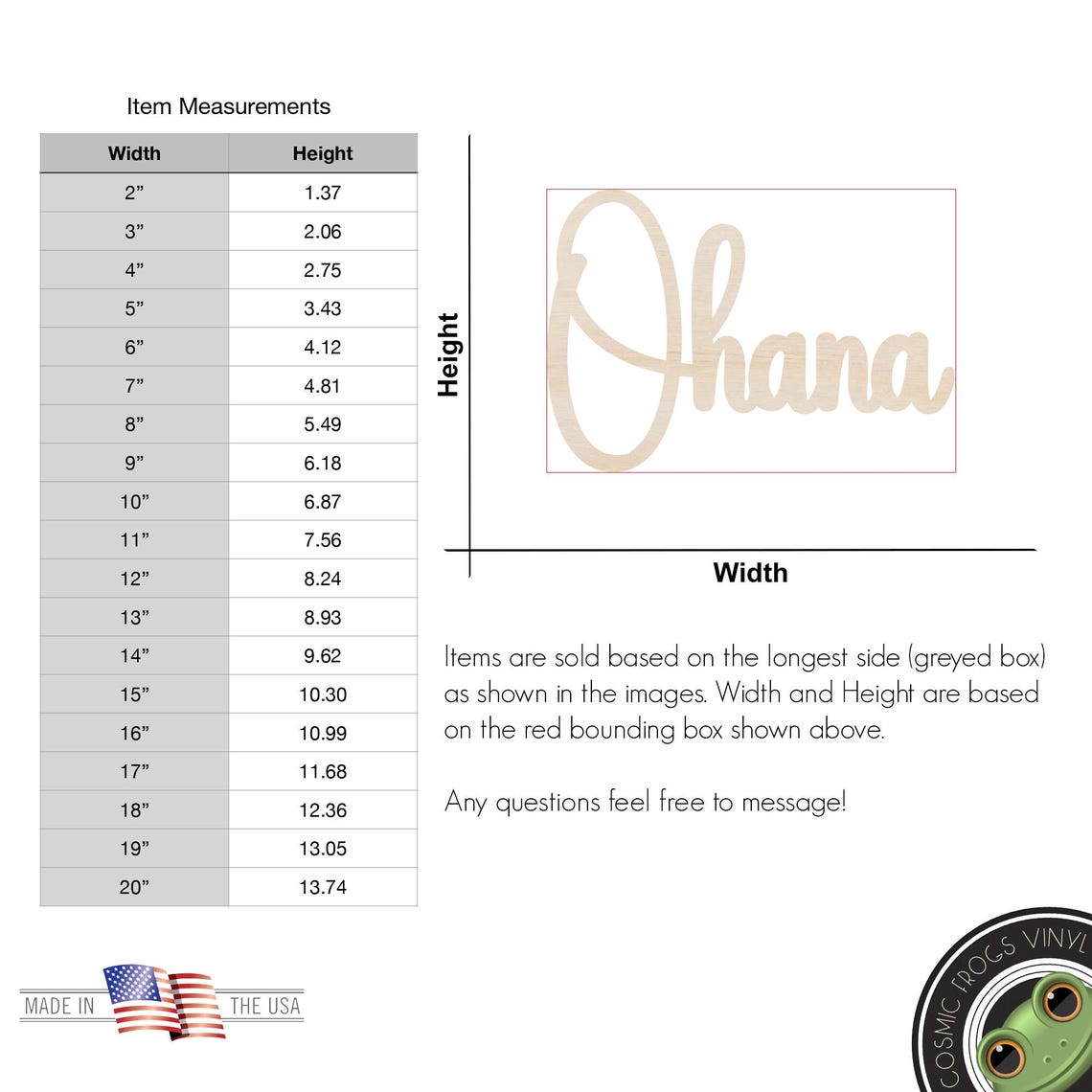 Ohana Word Text Cursive Laser Cut Out Unfinished Wood Shape Craft ...