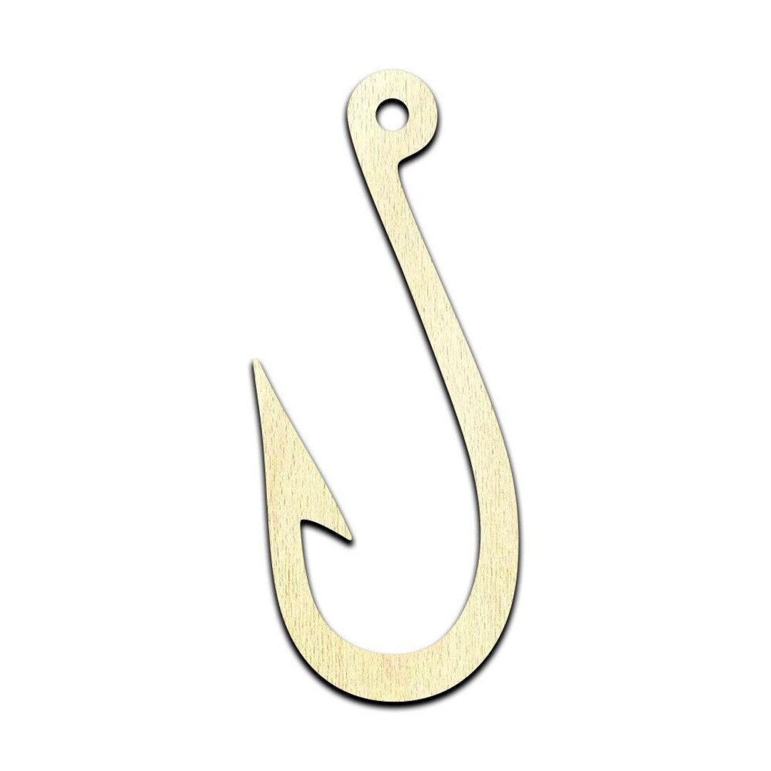 Fish Hook Fishing #1 Laser Cut Out Unfinished Wood Shape Craft Supply ...