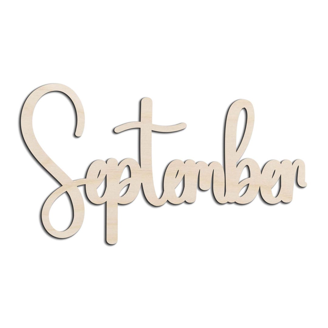 September Month Word Text Laser Cut Out Unfinished Wood Shape Craft ...