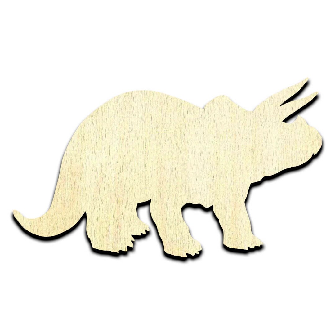 Triceratops Dinosaur Laser Cut Out Unfinished Wood Shape Craft Supply ...