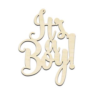 It's A Boy Text Word Laser Cut Out Unfinished Wood Shape Craft Supply ...
