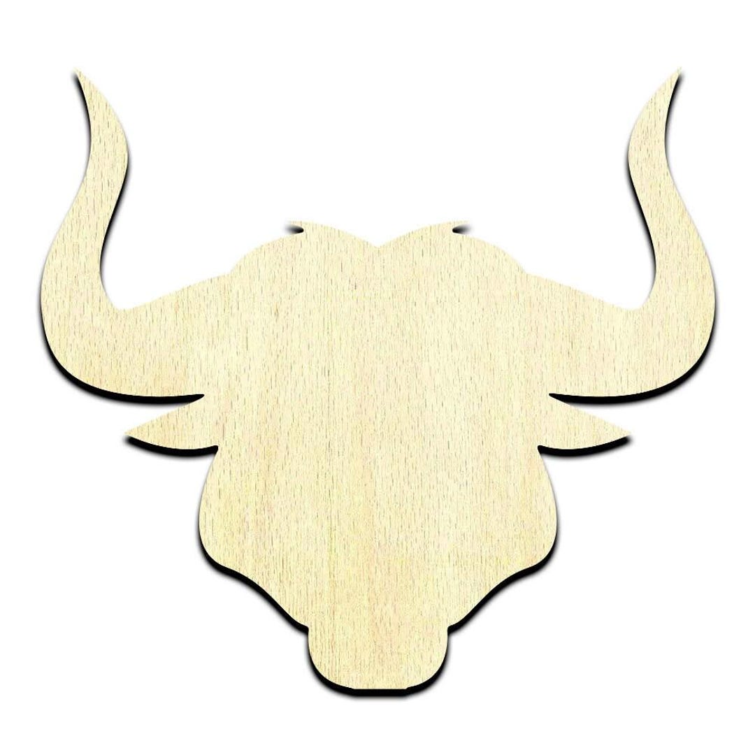 Bull Head Laser Cut Out Unfinished Wood Shape Craft Supply - Etsy