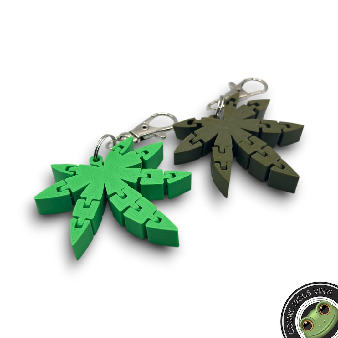Marijuana Leaf Flexi Fidget Keychain Backpack Charm Cannabis Keychain ...
