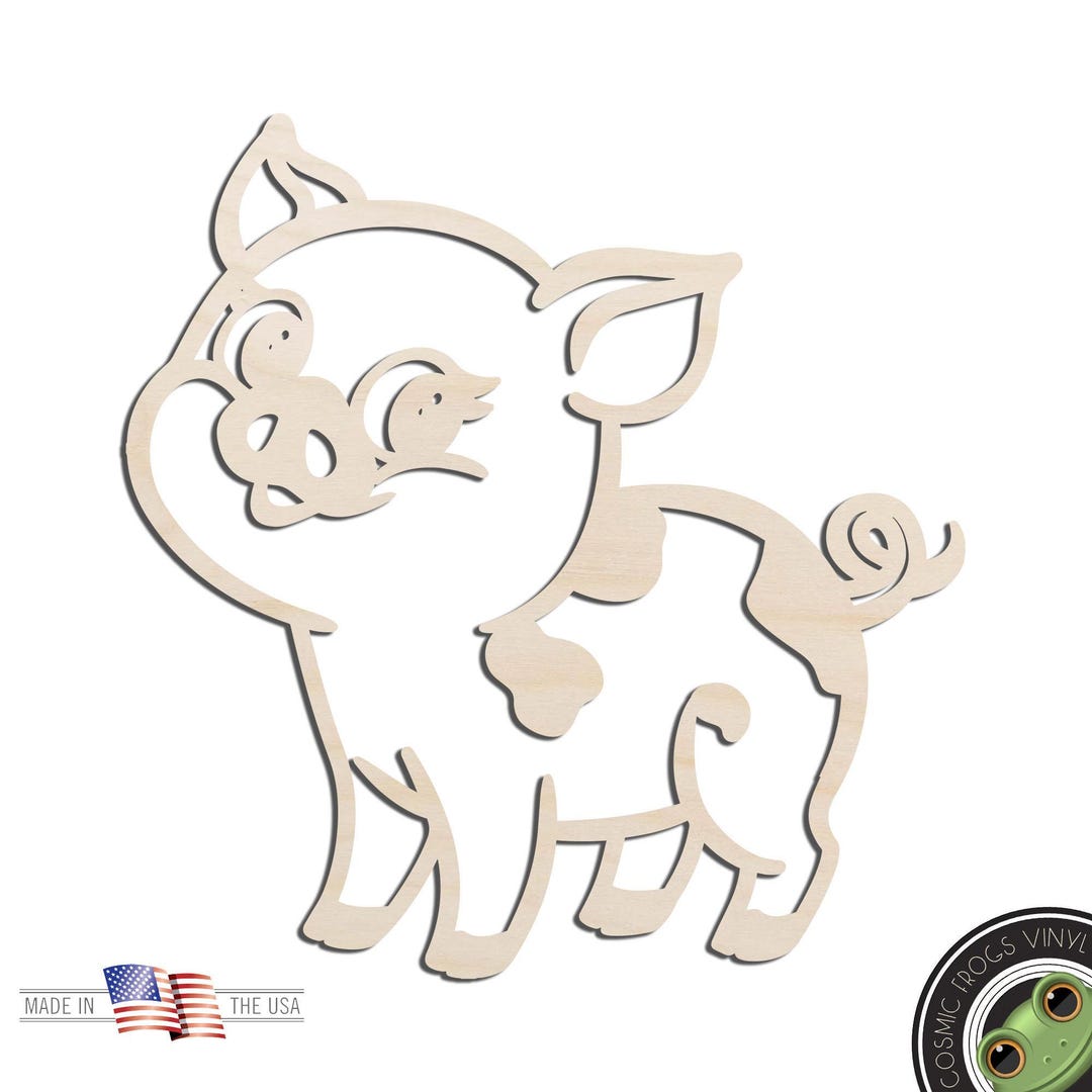 Pig Outline Laser Cut Out Unfinished Wood Shape Craft Supply Kids Room ...