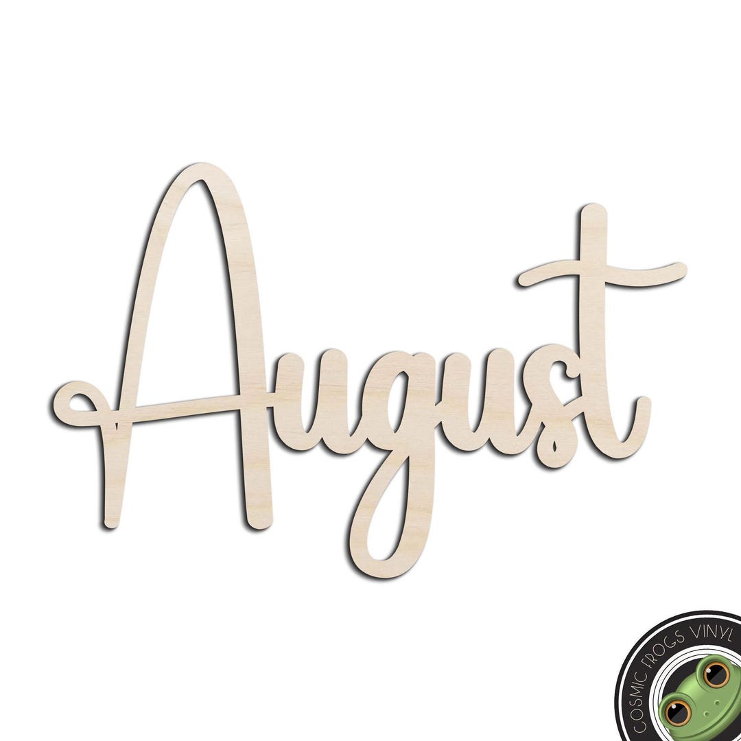 August Month Word Text Laser Cut Out Unfinished Wood Shape Craft Supply ...