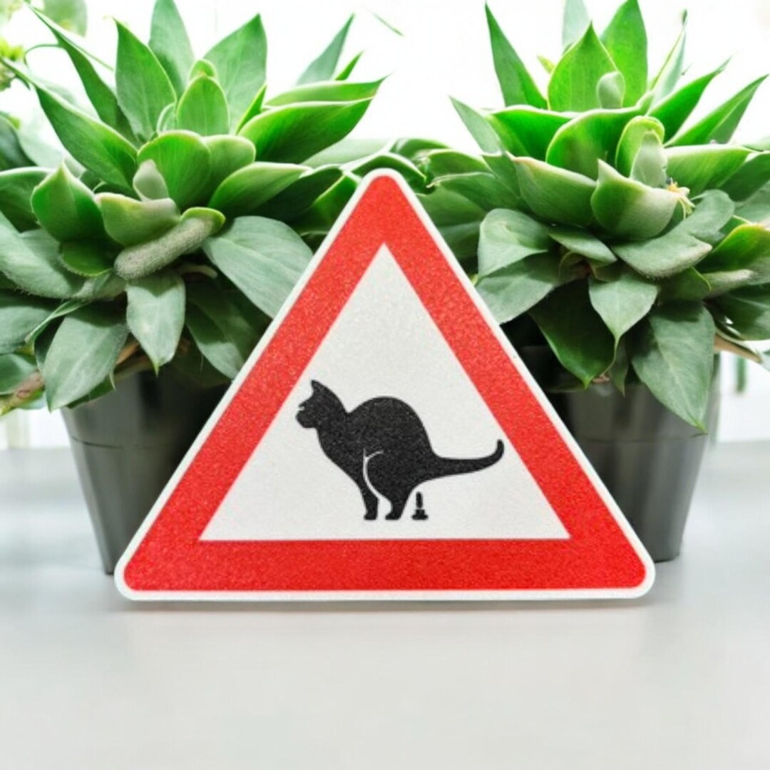 Warning Cat Pooping Sign 3D Printed - Cat Lover Gift - Gag Gift - Any ...