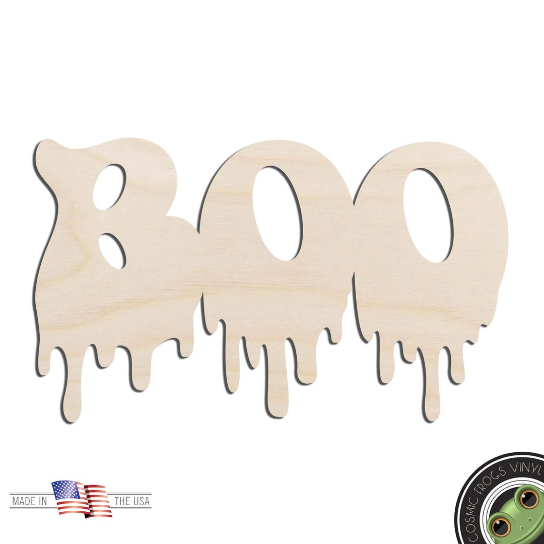 Boo Dripping Text Word Halloween Laser Cut Out Unfinished Wood Shape ...