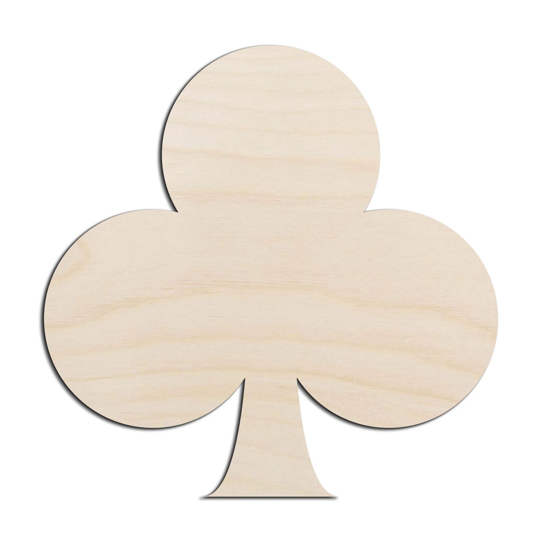 Club Playing Card Suit Shape Laser Cut Out Unfinished Wood Shape Craft ...