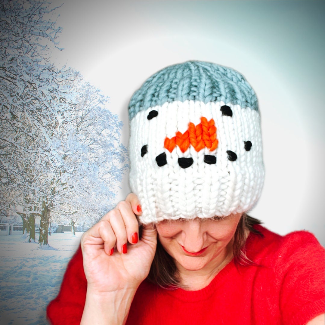 Snow Cute Beanie Knitting Pattern, Digital Download of Snowman ...