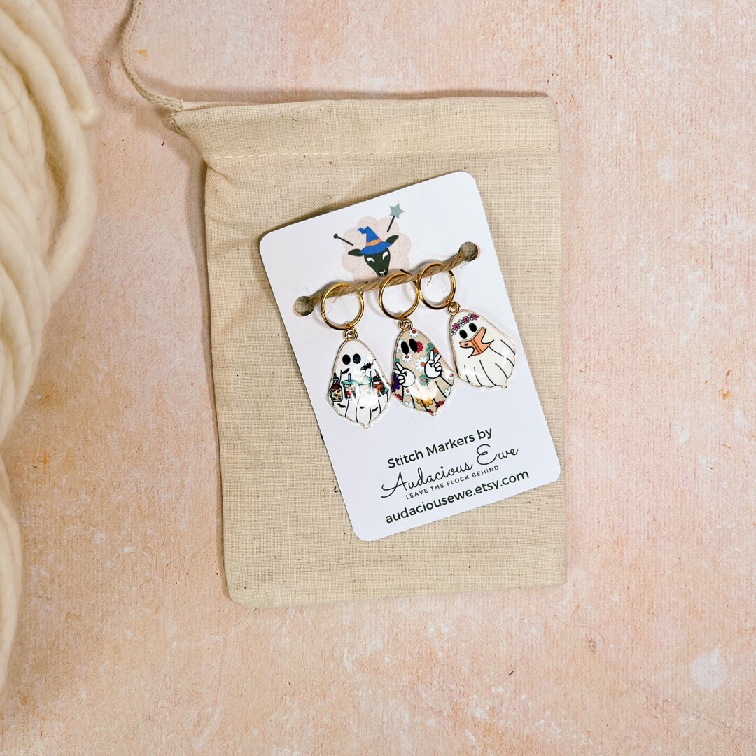 Friendly Ghost Stitch Markers Set of Three Your Choice of Findings for ...