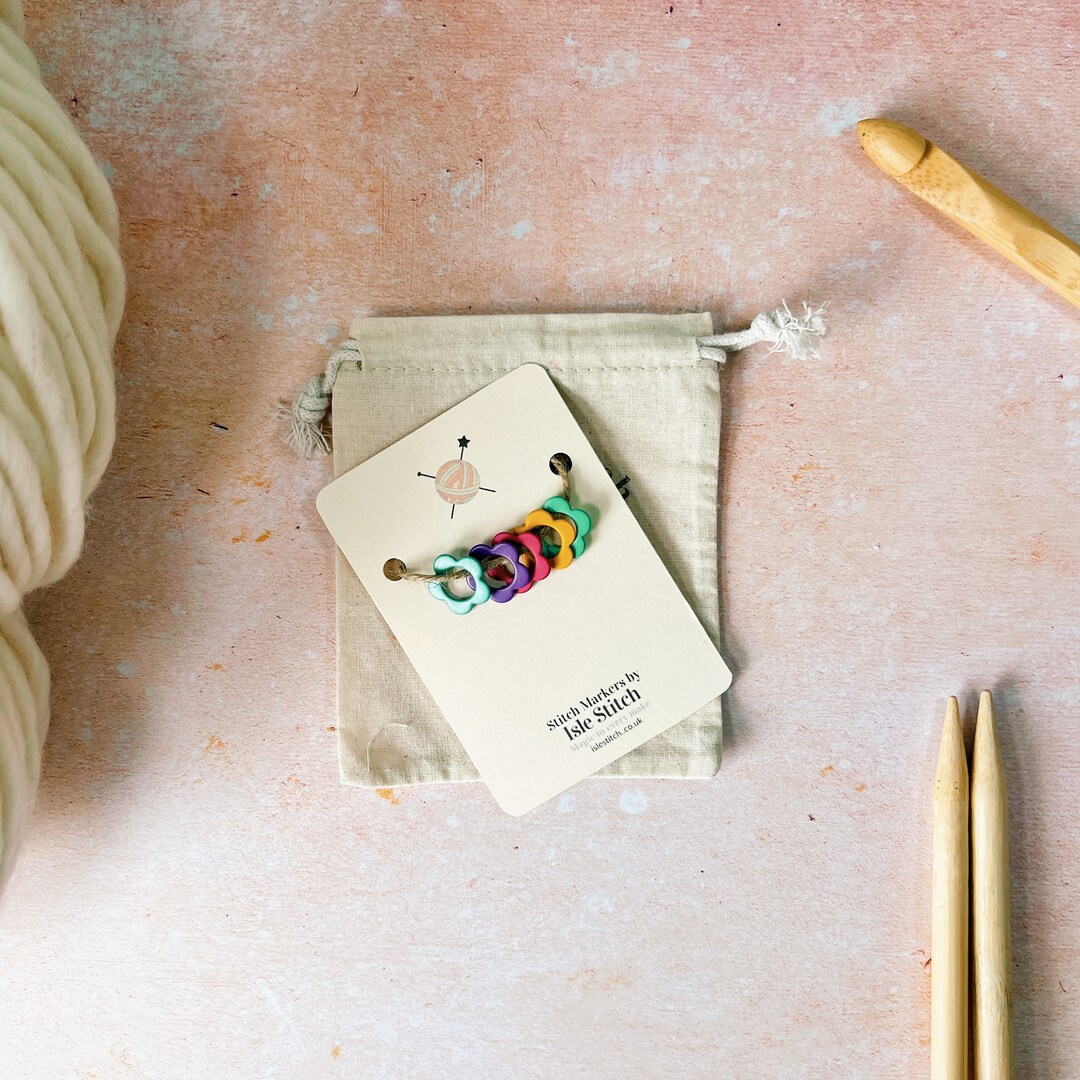 Set of Five Metal Flower Stitch Markers to Fit 8mm Knitting Needles in ...