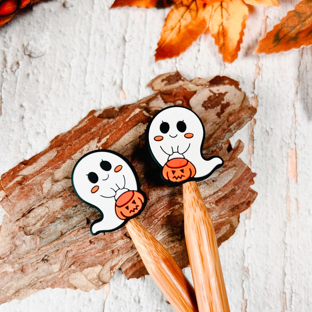 Cute Ghost Pumpkin Stitch Stoppers Halloween Stitch Keepers Needle Minders Point Protectors ...