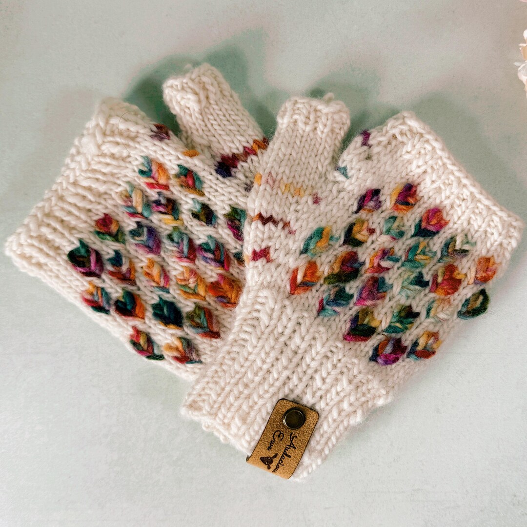 New Leaf Mitts Knitting Pattern Using Mosaic Knitting, Digital Download ...