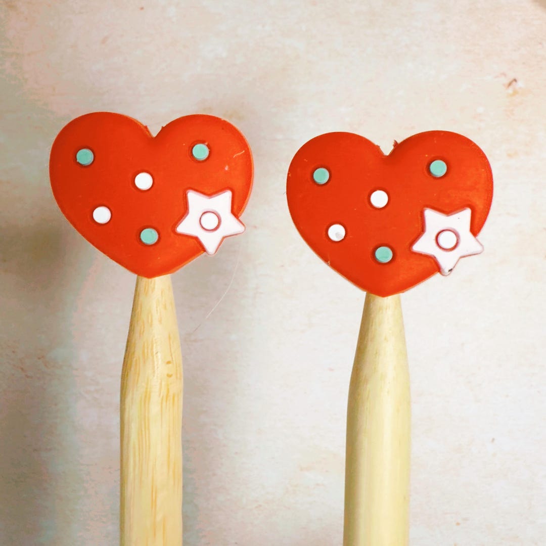 Love Heart Stitch Stoppers for Knitting, Pink Red Star Stitch Minders ...