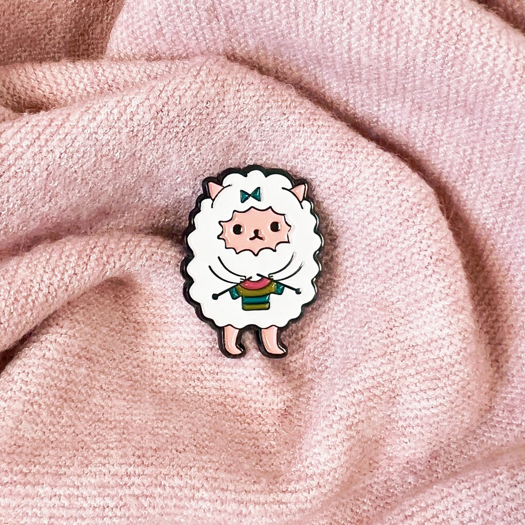 Knitting Sheep Pin Badge, the Perfect Knitting Lapel or Project Bag Pin ...