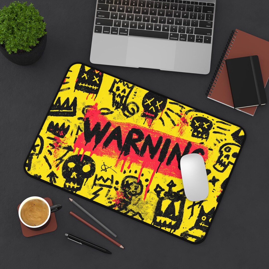 Warning Graffiti Desk Mat: Vibrant Neoprene Office Decor - Etsy Australia