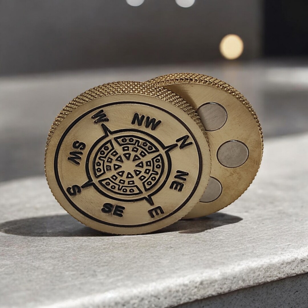 COMPASS Haptic Coin / Fidget / Worry Coin / Brass EDC / Sensory Toy ...