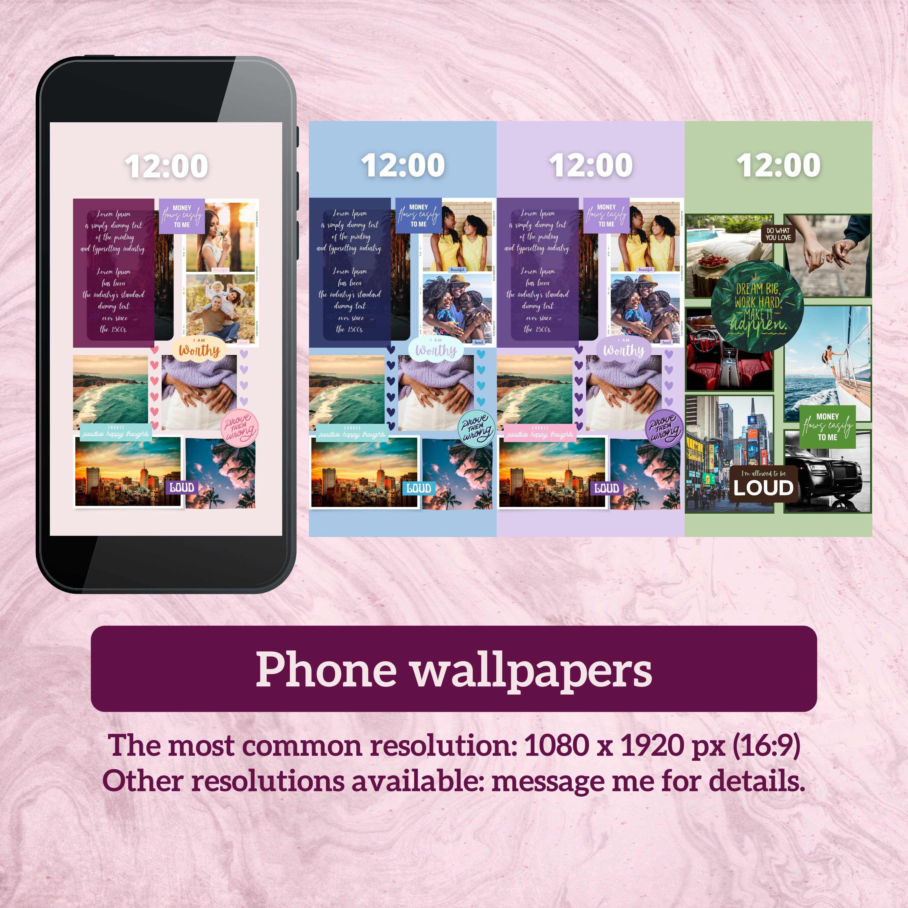 VISION BOARD Desktop & Phone Wallpaper Screensaver | Canva Template ...
