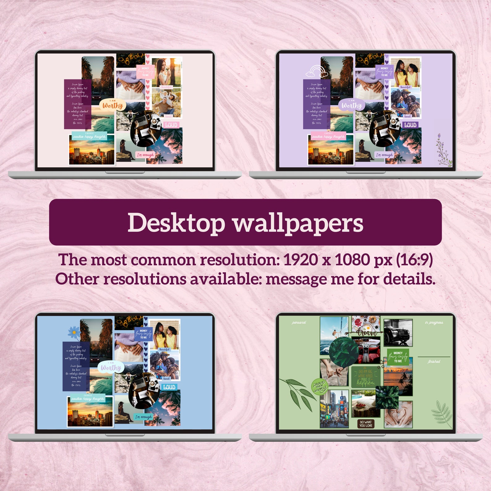 VISION BOARD Desktop & Phone Wallpaper Screensaver | Canva Template ...