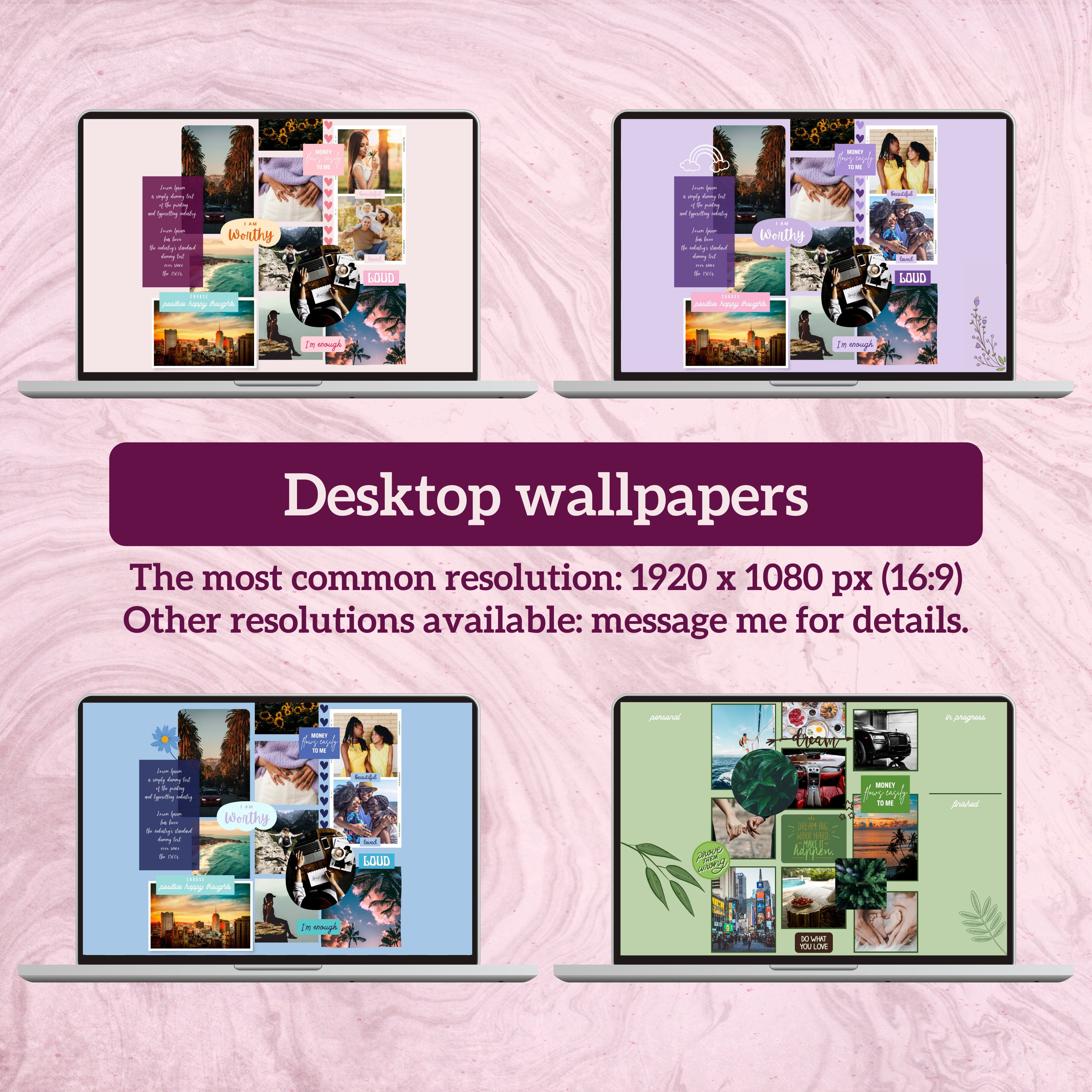 VISION BOARD Desktop & Phone Wallpaper Screensaver | Canva Template ...