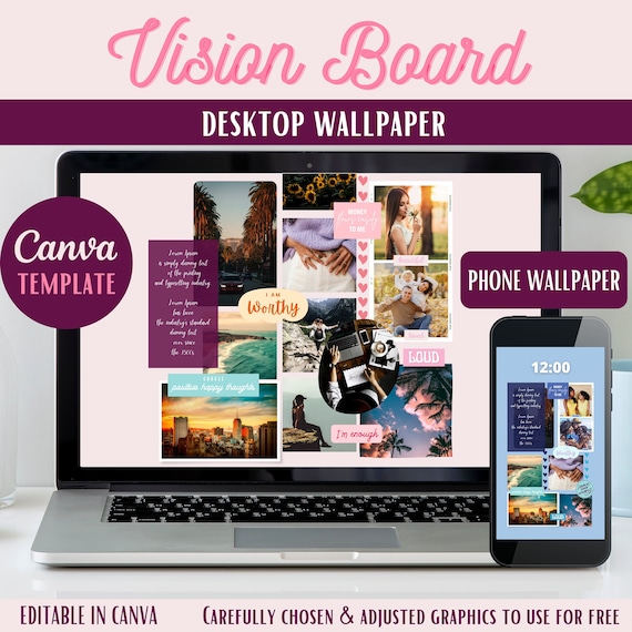 VISION BOARD Desktop & Phone Wallpaper Screensaver Canva - Etsy