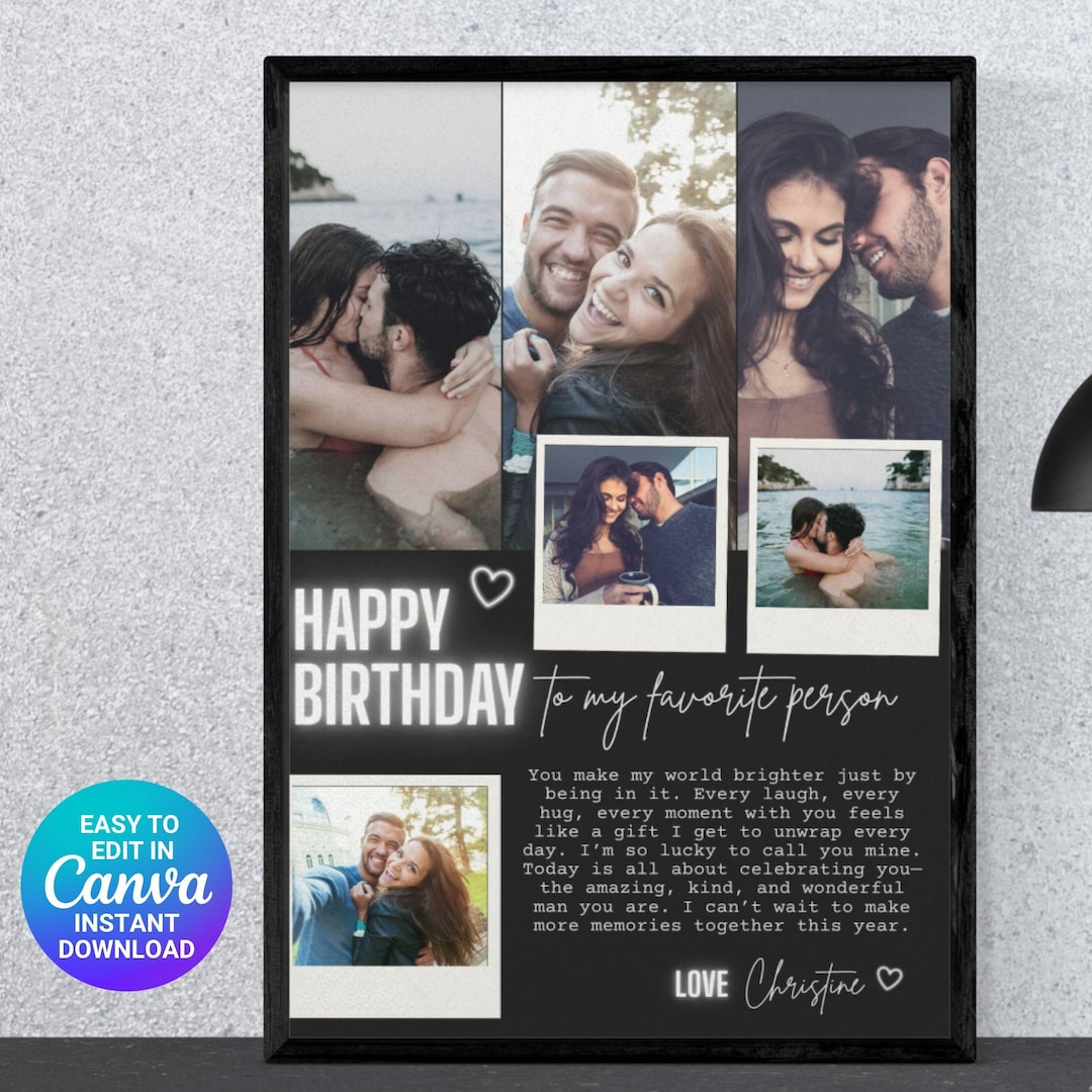 Personalized Couples Photo Card Template, Editable CANVA Template, Love ...