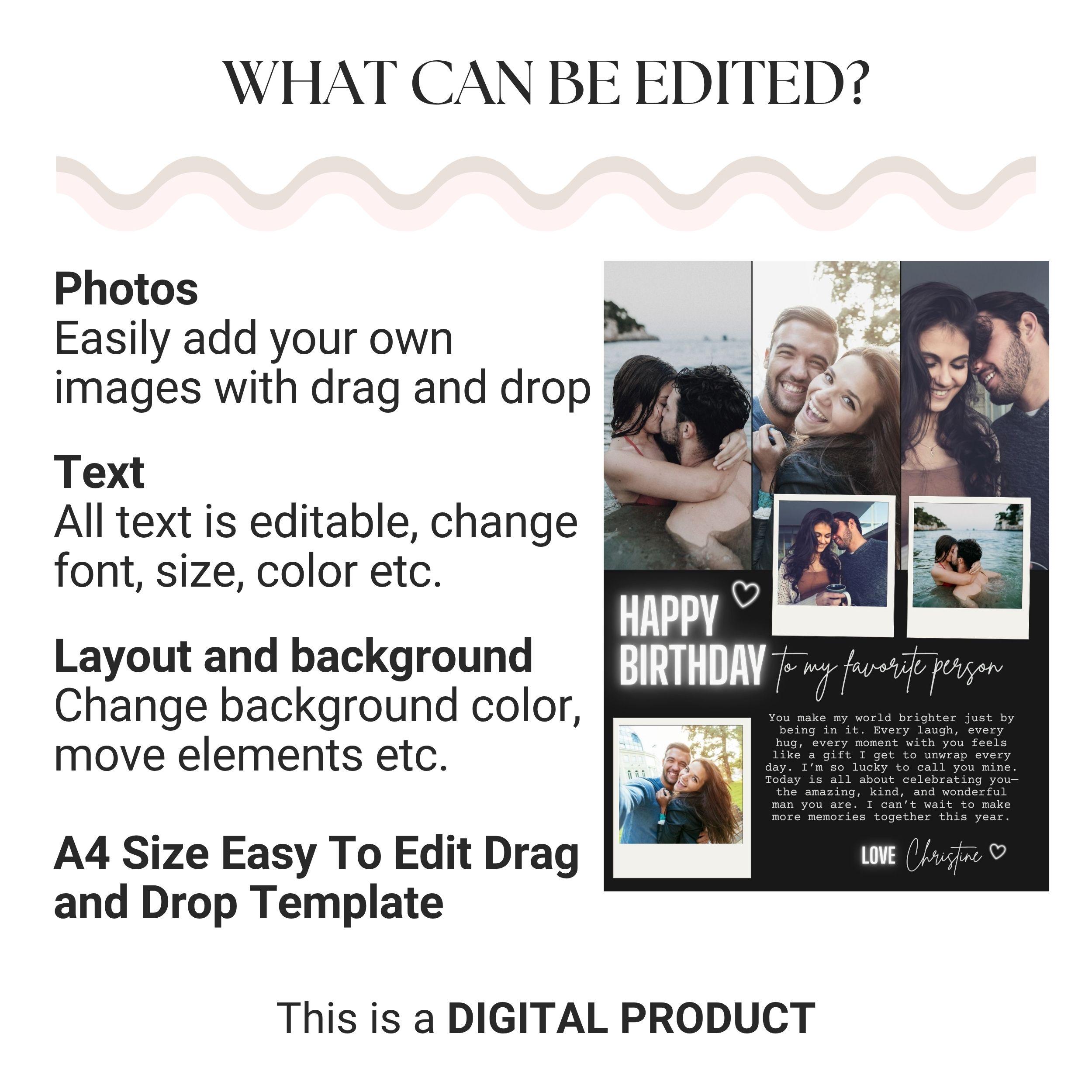 Personalized Couples Photo Card Template, Editable CANVA Template, Love ...