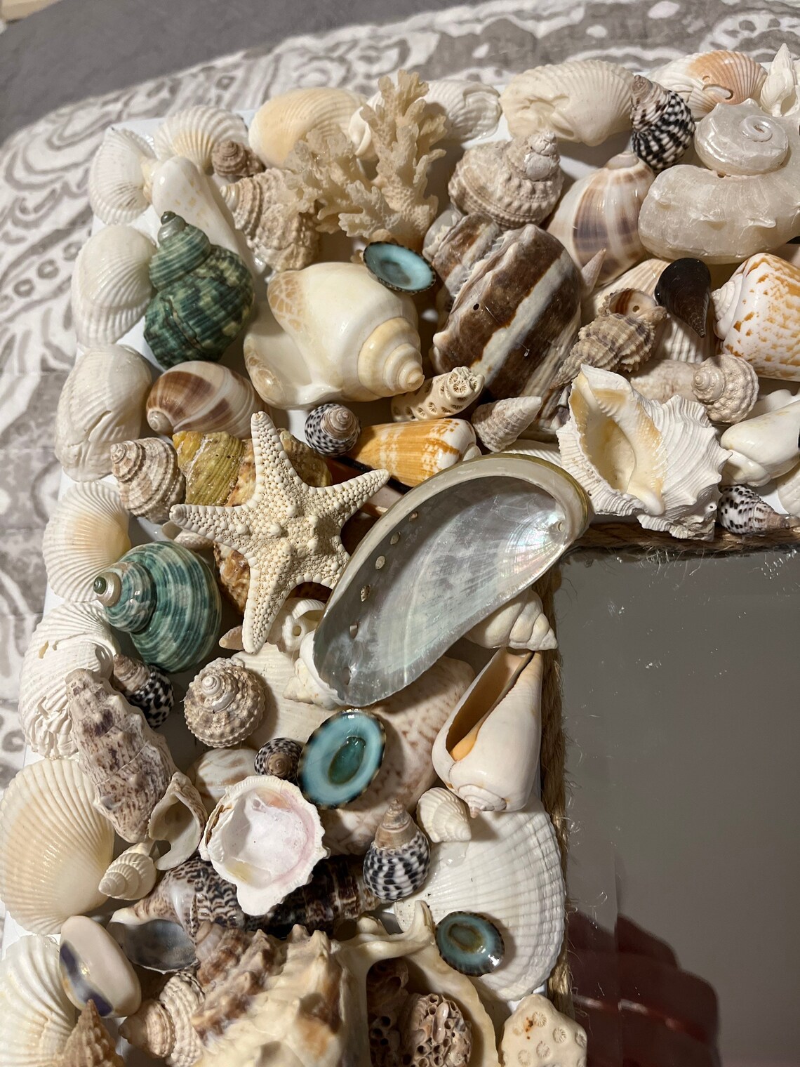 Large Square Seashell Embellished Beveled Mirror Nautical Theme - Etsy