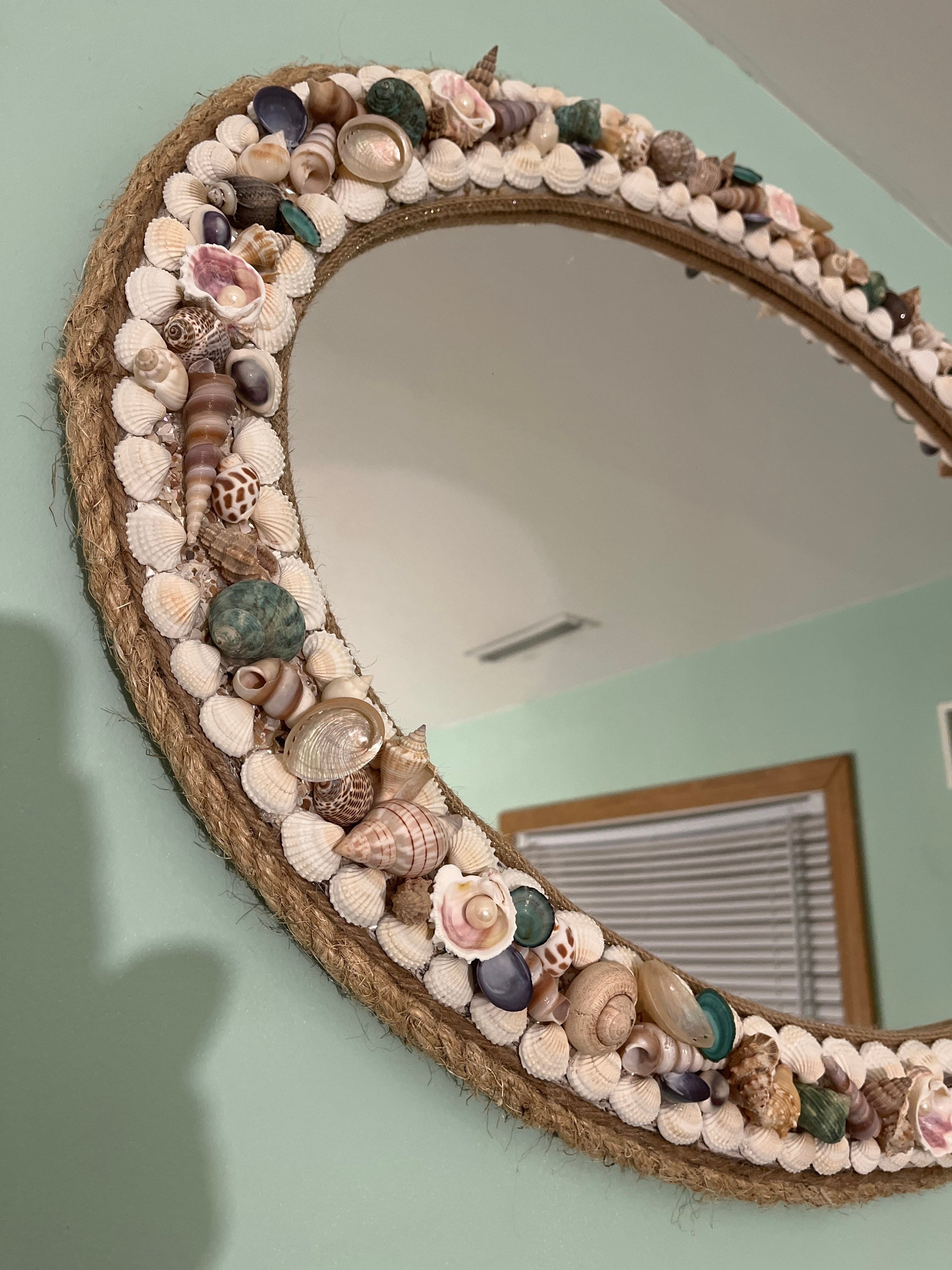 Large Oval Seashell and Rope Mirror, Nautical Decor - Etsy