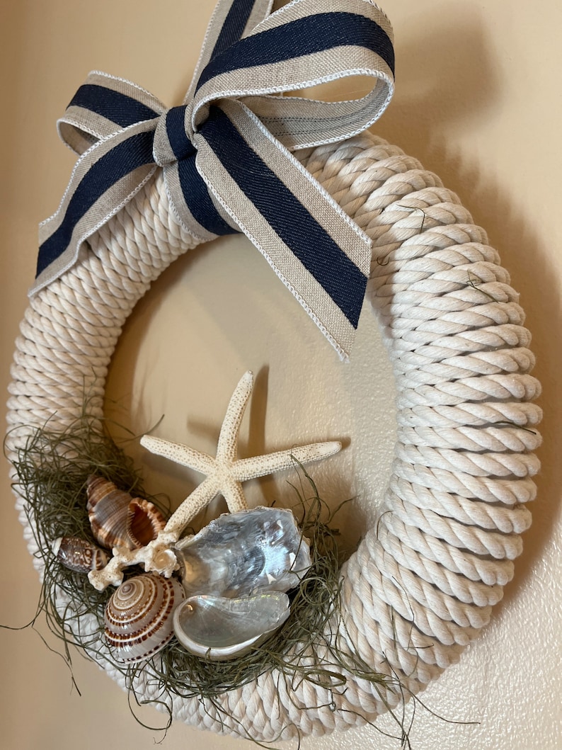 Rope & Shell Medium Nautical Themed Weath - Etsy