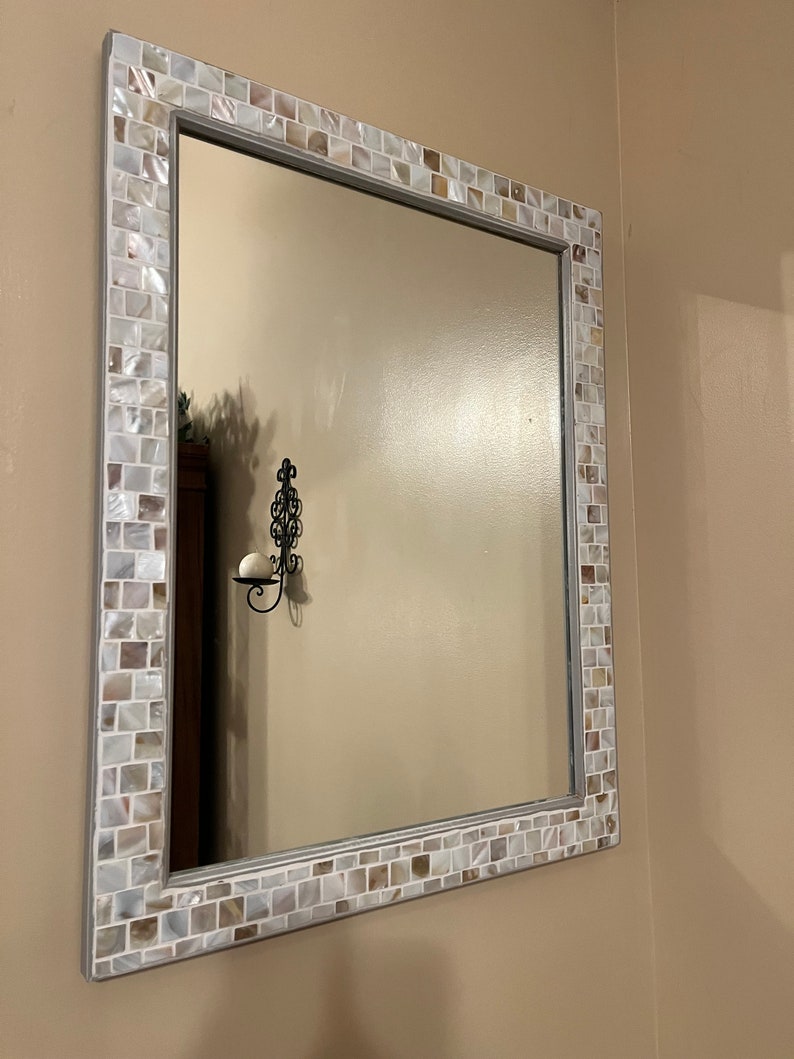 Mother of Pearl Mirror Grey Frame - Etsy