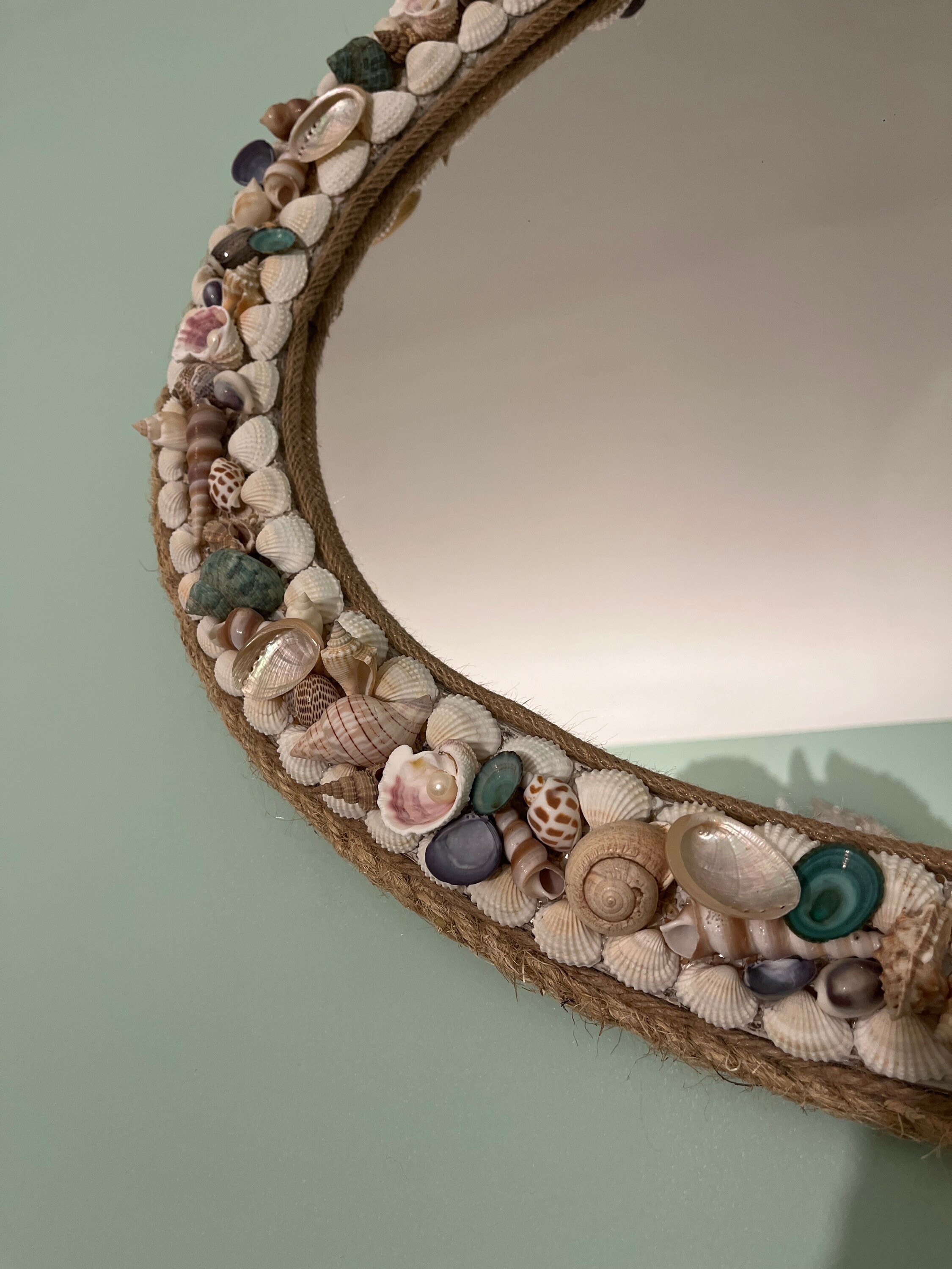 Large Oval Seashell and Rope Mirror, Nautical Decor - Etsy