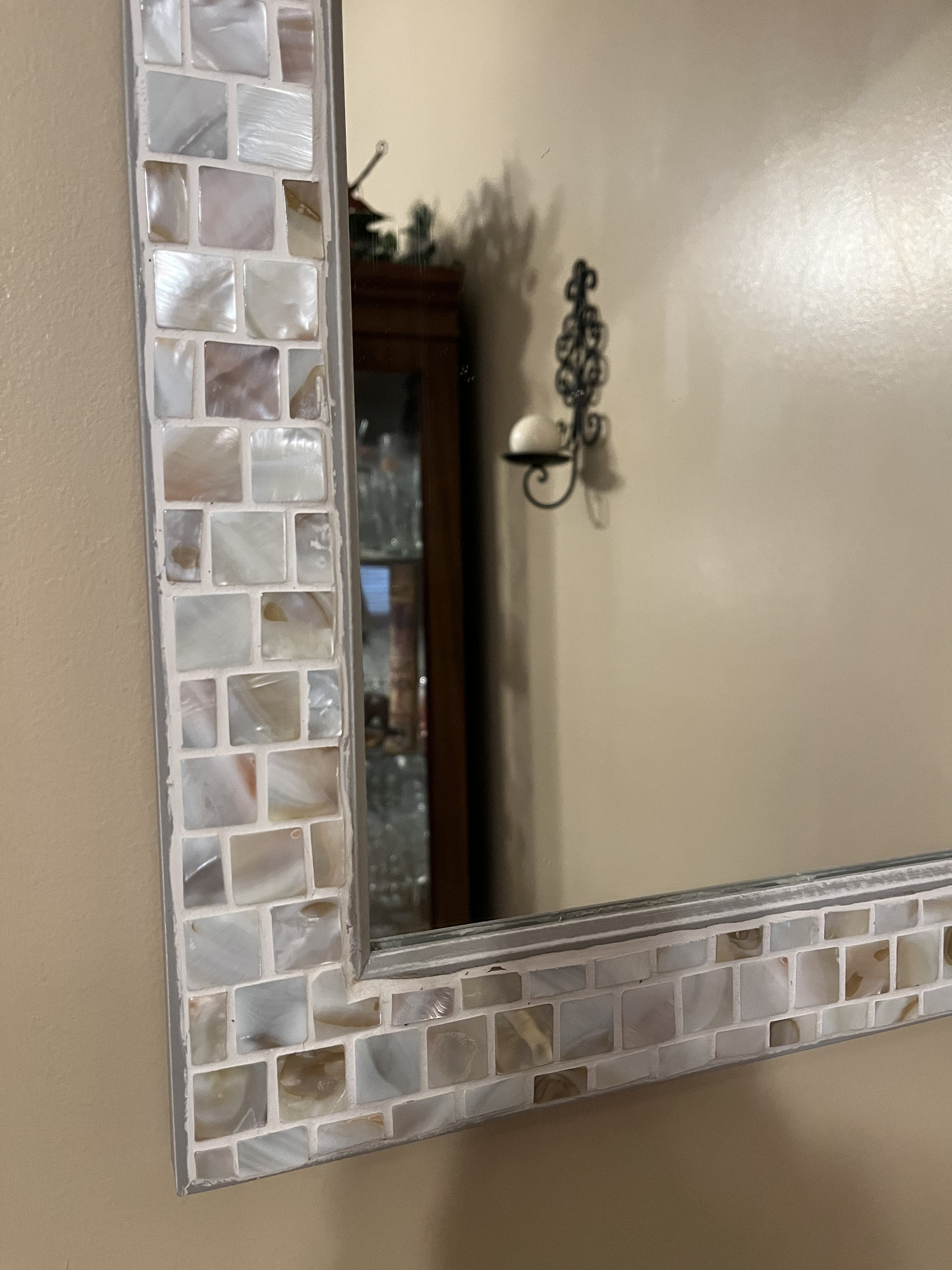 Mother of Pearl Mirror Grey Frame - Etsy