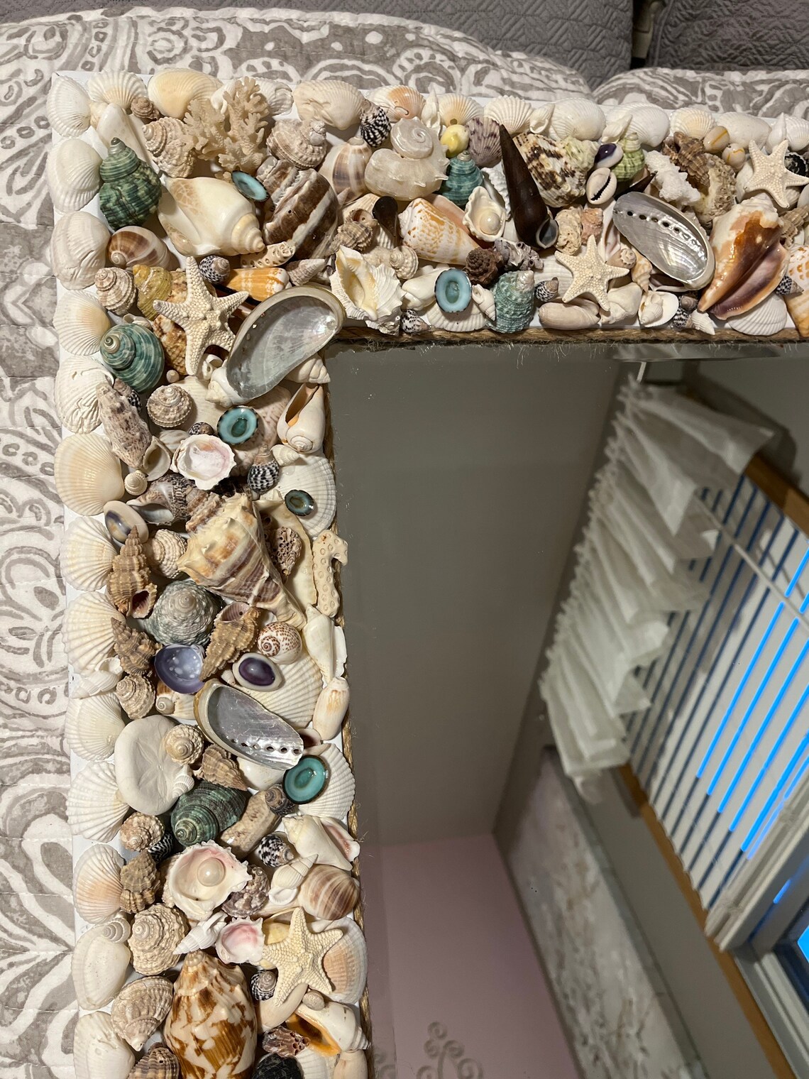 Large Square Seashell Embellished Beveled Mirror Nautical Theme - Etsy